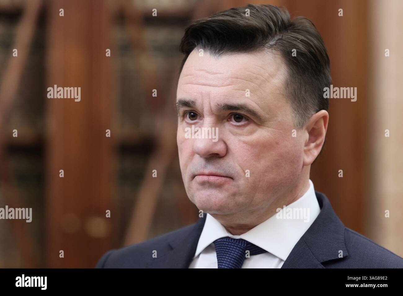 Moscow Region Governor Andrei Vorobyov listens to Russian President ...