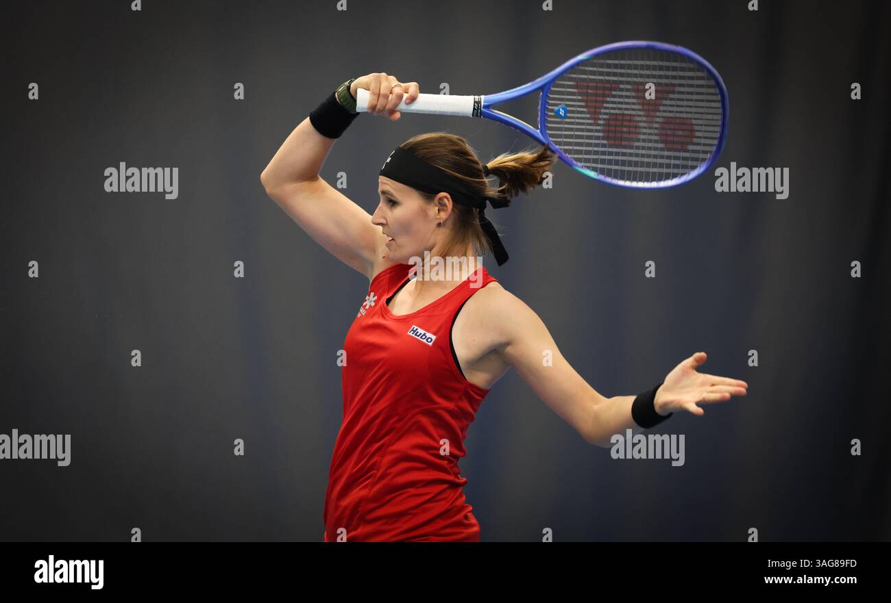 Belgian Greet Minnen pictured in action during a tennis match between ...