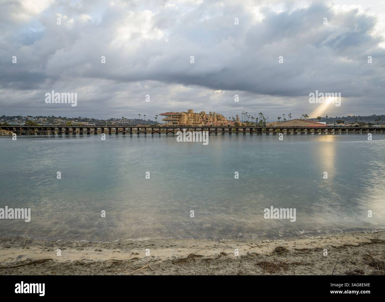 San Dieguito Lagoon and the Del Mar Fairgrounds buildings. Del Mar ...
