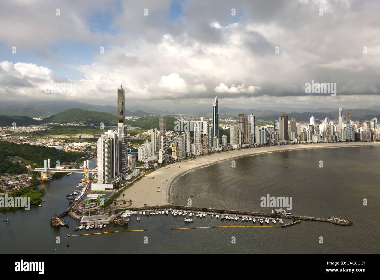 Balneario Camboriu, Santa Catarina, Brazil - Aerial view of the beach ...