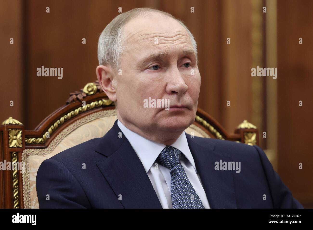 Russian President Vladimir Putin listens to Moscow Region Governor ...