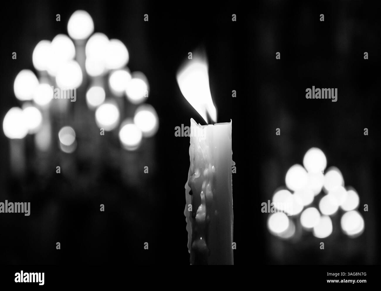 Candles in candlesticks vintage Black and White Stock Photos & Images ...