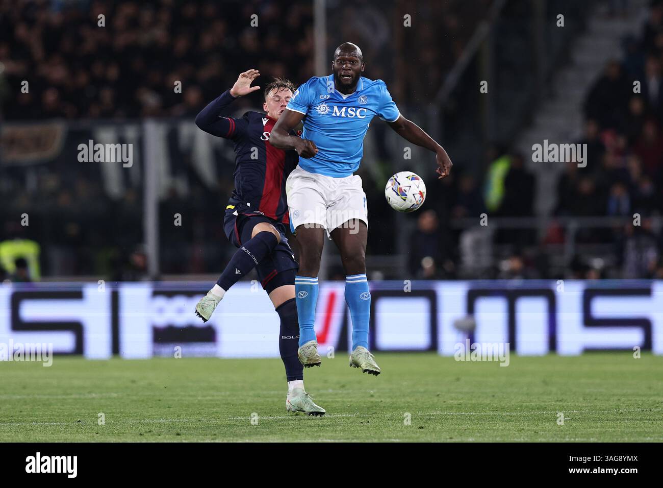 Romelu Lukaku (Napoli)Sam Beukema (Bologna) ;during the Italian Serie A ...