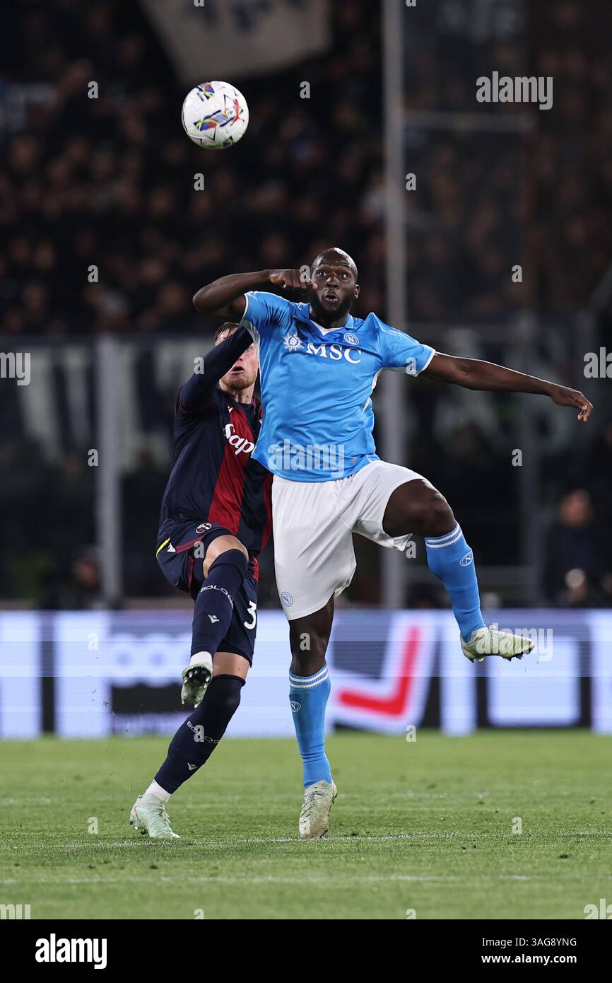 Romelu Lukaku (Napoli)Sam Beukema (Bologna) ;during the Italian Serie A ...