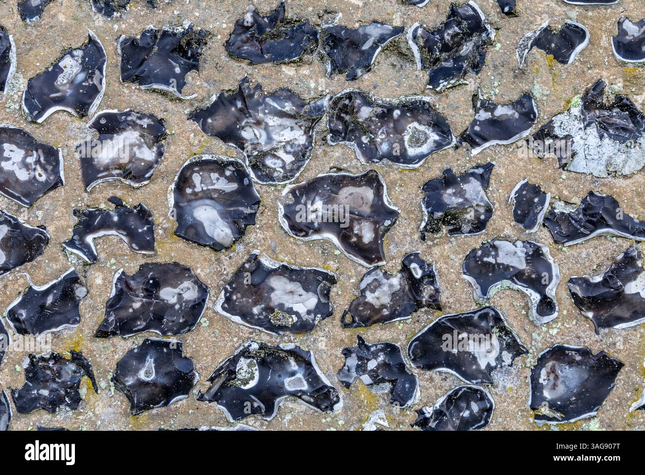 Flint rubble with limestone dressings wall of St Mary's Church, Great ...