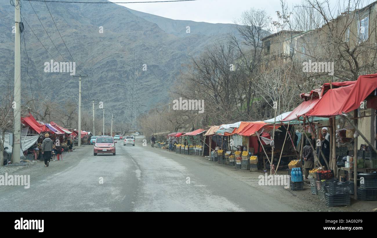 street market in front of the north side of the Salang tunnel Stock ...