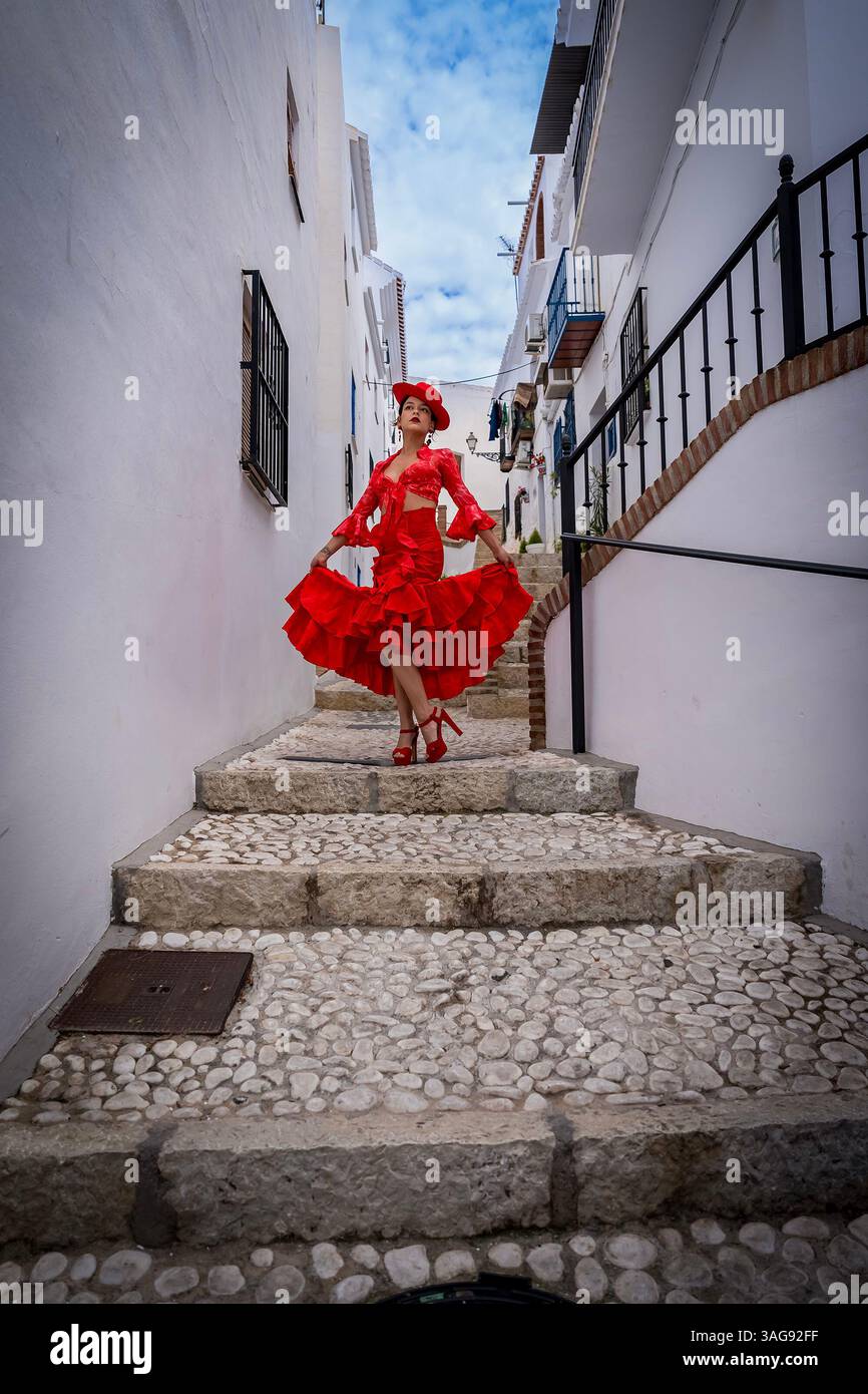 Stunning Spanish model flaunts traditional attire in picturesque ...