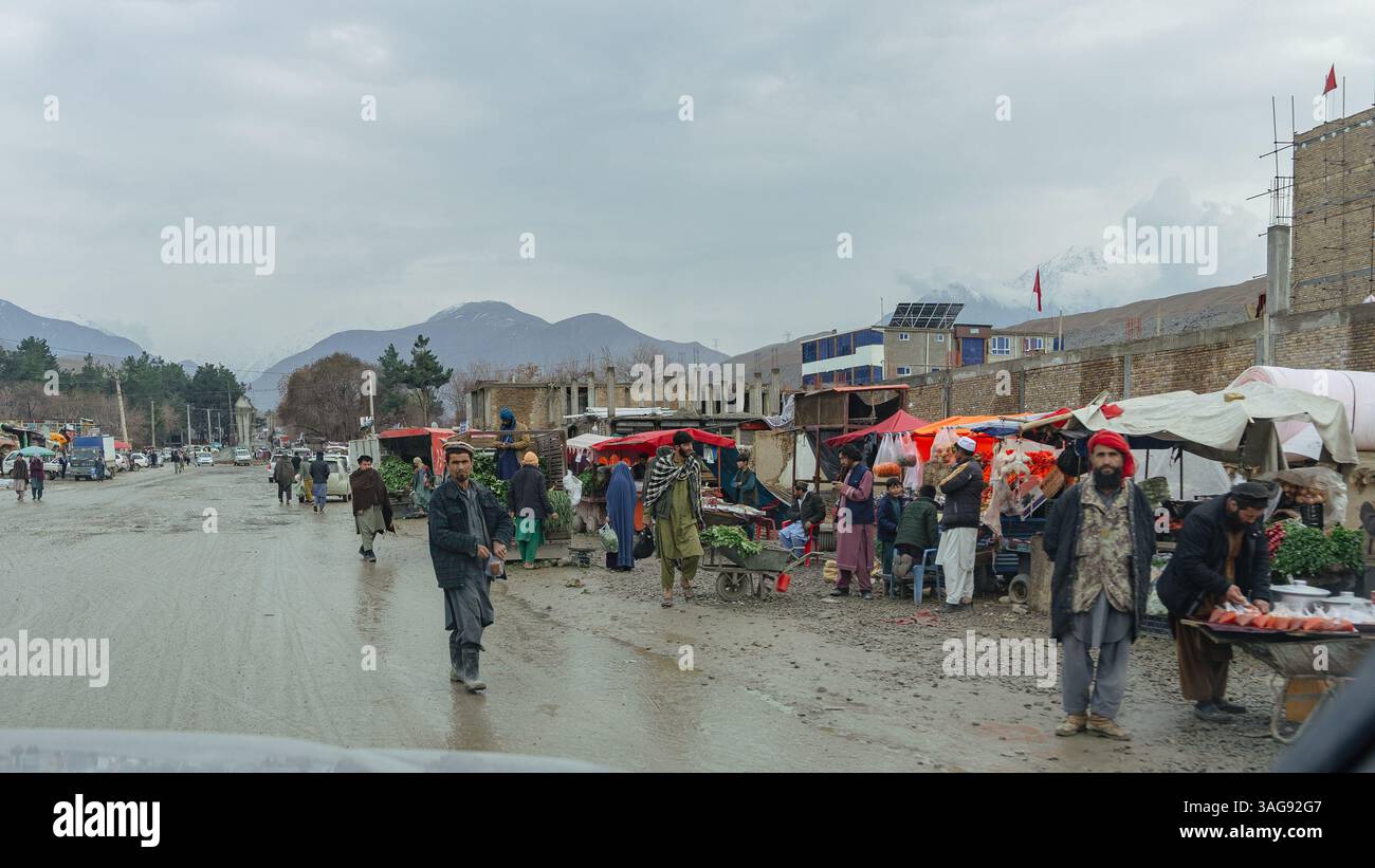 street market in front of the north side of the Salang tunnel Stock ...