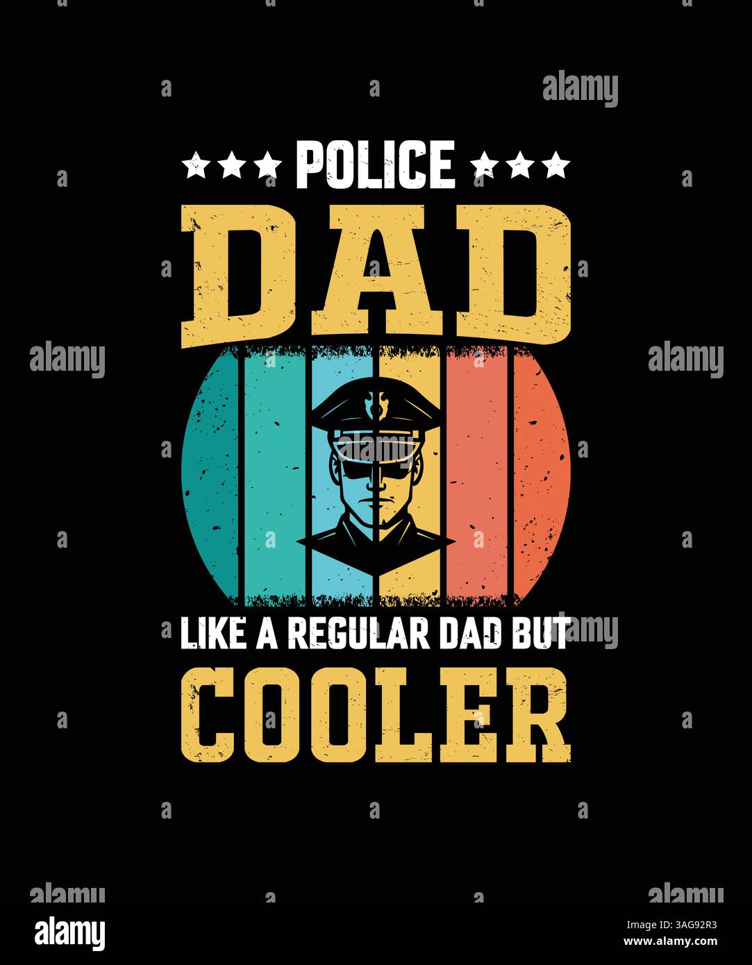 Police Dad Like A Regular Dad But Cooler T-Shirt – Vintage Father's Day ...