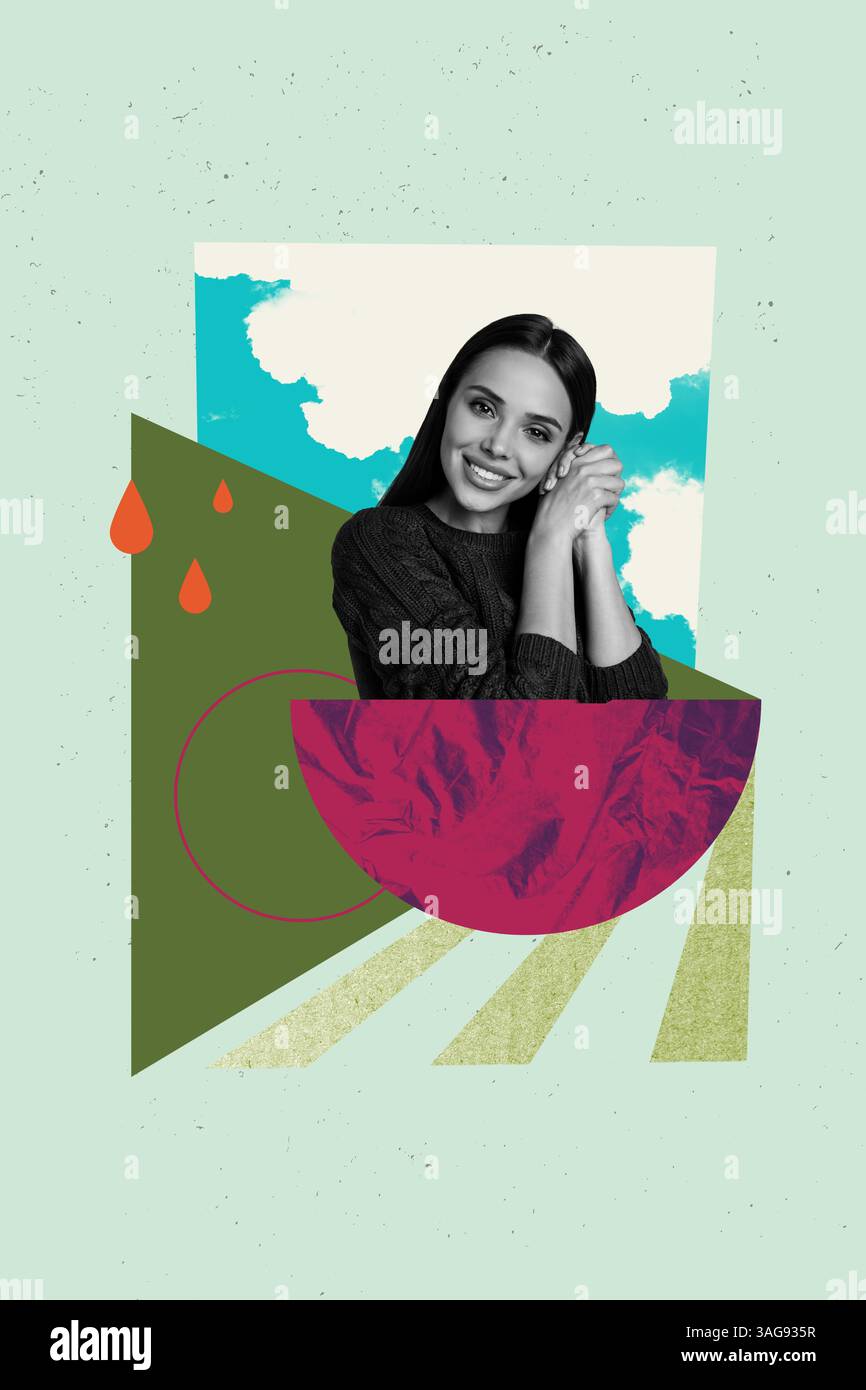 Poster trend collage of person with earth element rain on green ...