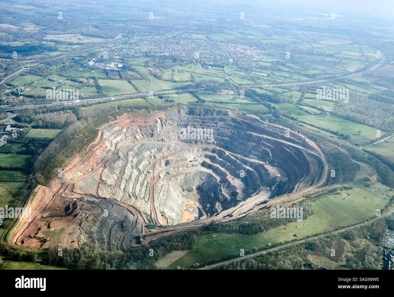 An aerial view of Old Cliffe Hill Quarry, Stanton-under-Bardon ...