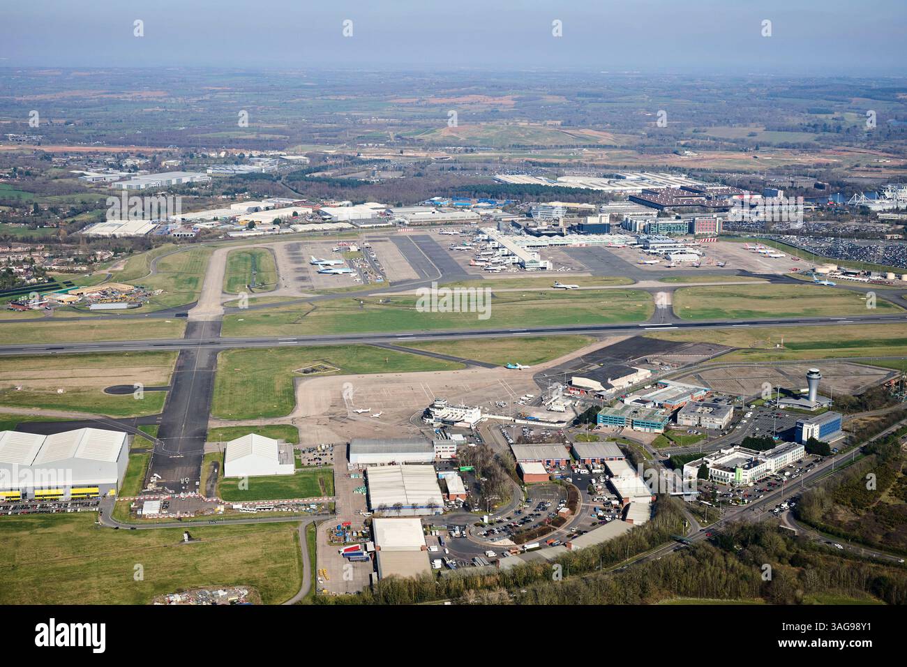 An aerial photograph of Birmingham Airport, west Midlands, England, UK ...