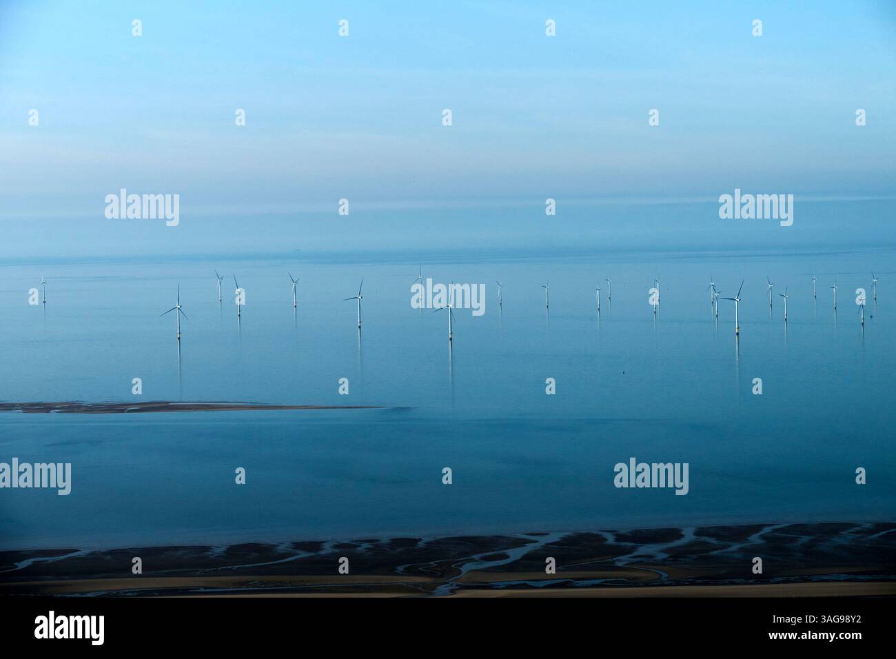 The Burbo Bank Offshore Wind Farm in Liverpool Bay, off the Wirral ...