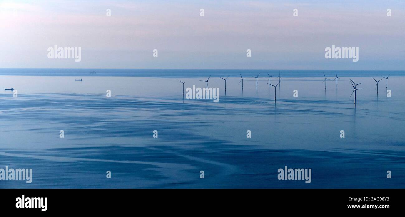 The Burbo Bank Offshore Wind Farm in Liverpool Bay, off the Wirral ...