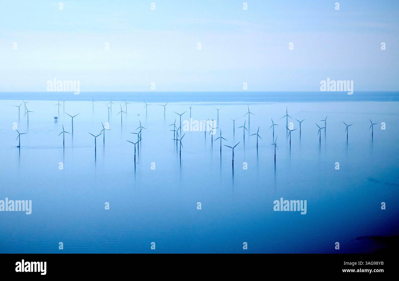 The Burbo Bank Offshore Wind Farm in Liverpool Bay, off the Wirral ...
