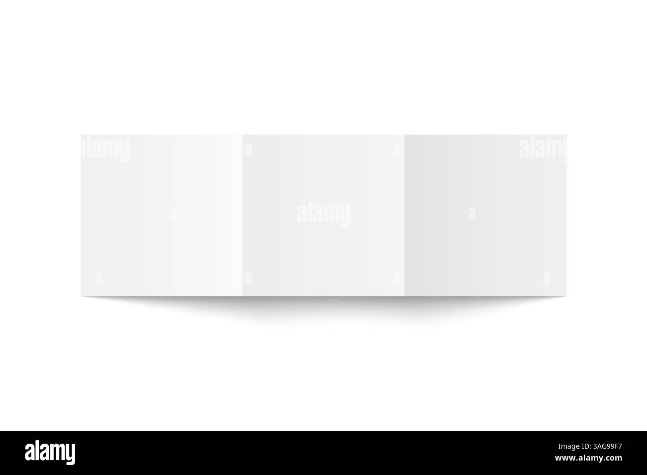 Vector white blank square three panel roll fold opened on white ...