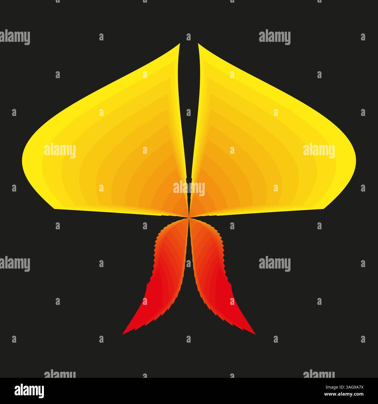Gradient wing shape. Flame butterfly form. Warm tone vector. Dark ...