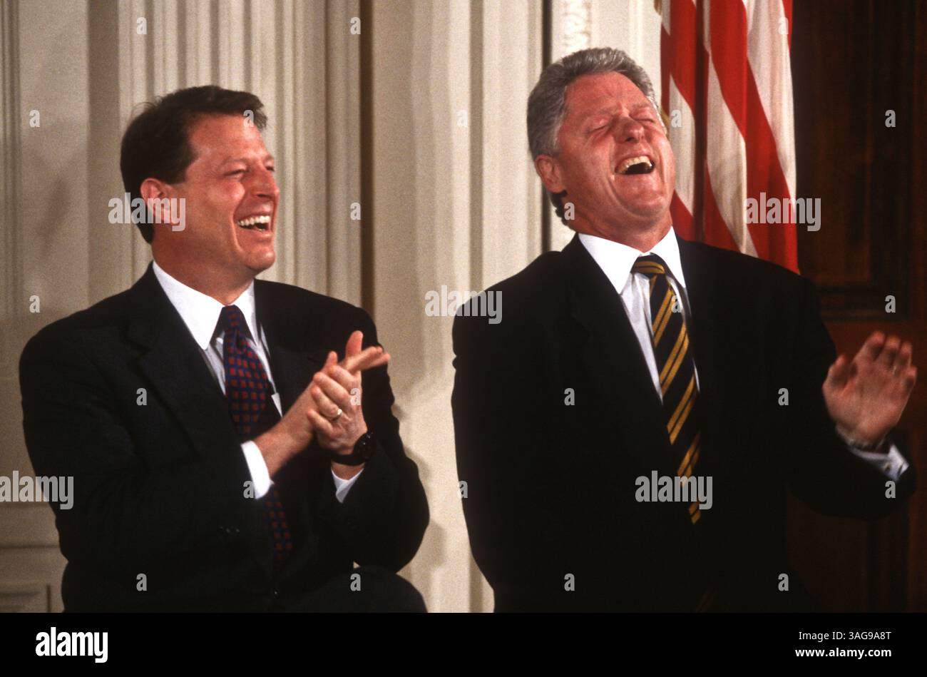 Jan. 17, 1997 - Washington, DC, USA - President Bill Clinton laughs ...