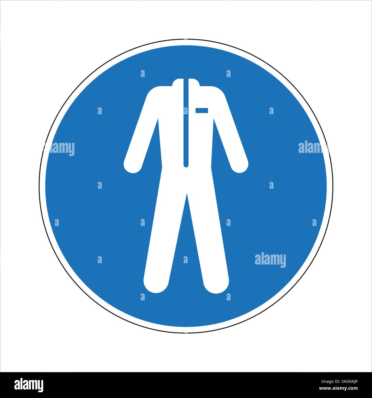 Blue mandatory sign showing protective clothing, emphasizing workplace ...