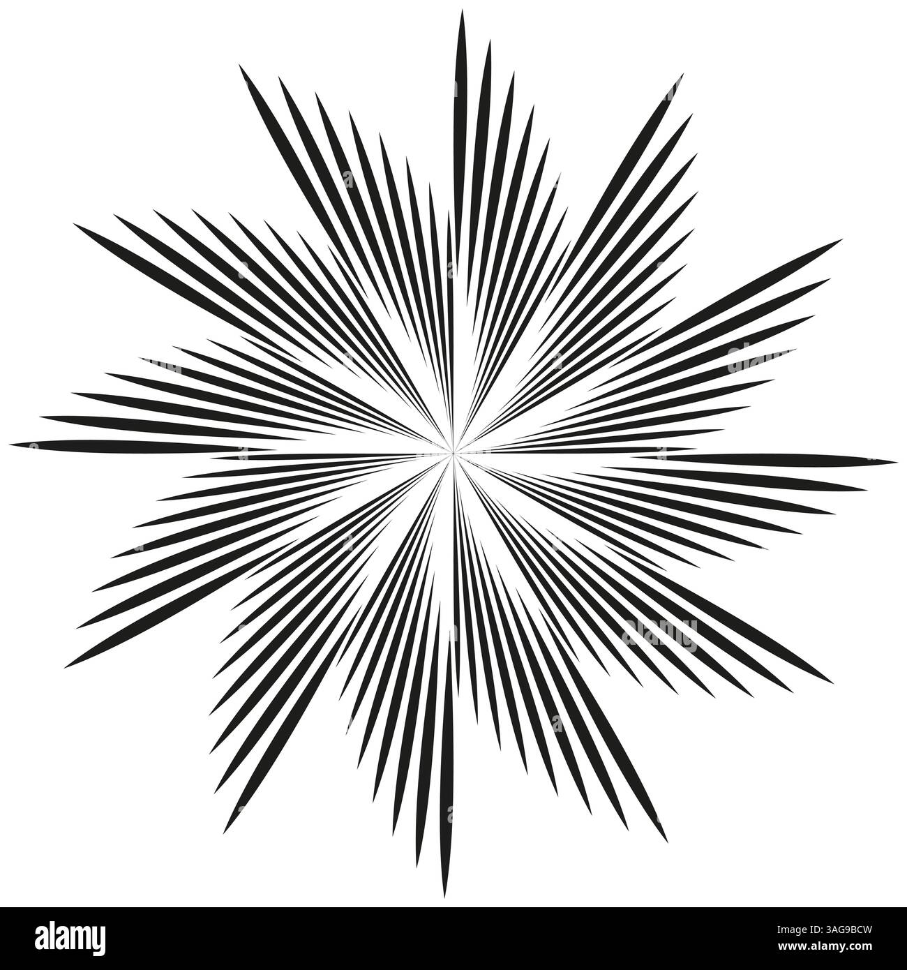 Radiating star shape. Sharp dynamic burst. Abstract line explosion. Vector black contour Stock ...