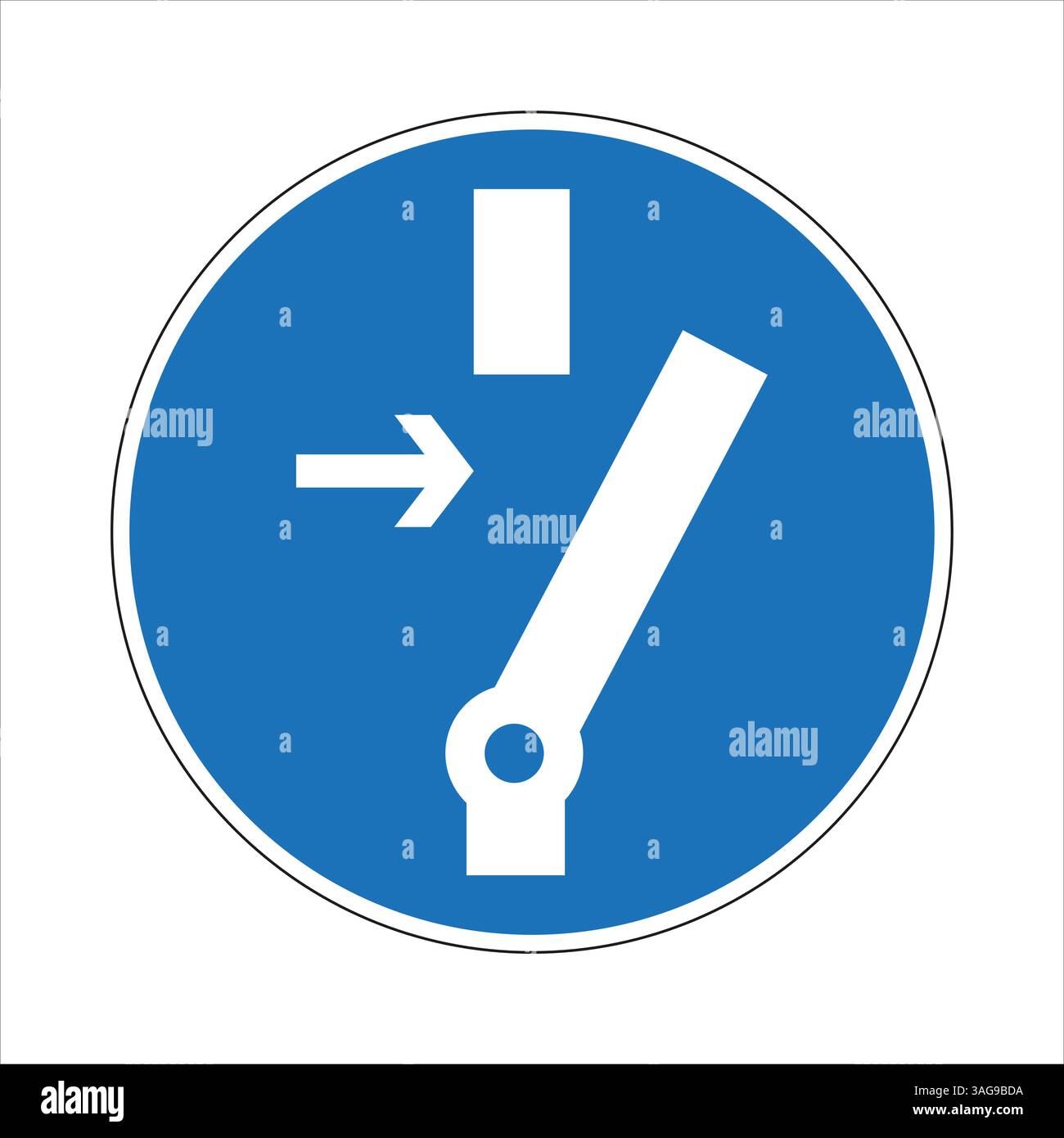 Blue and white mandatory sign indicating the correct lever operation to ...