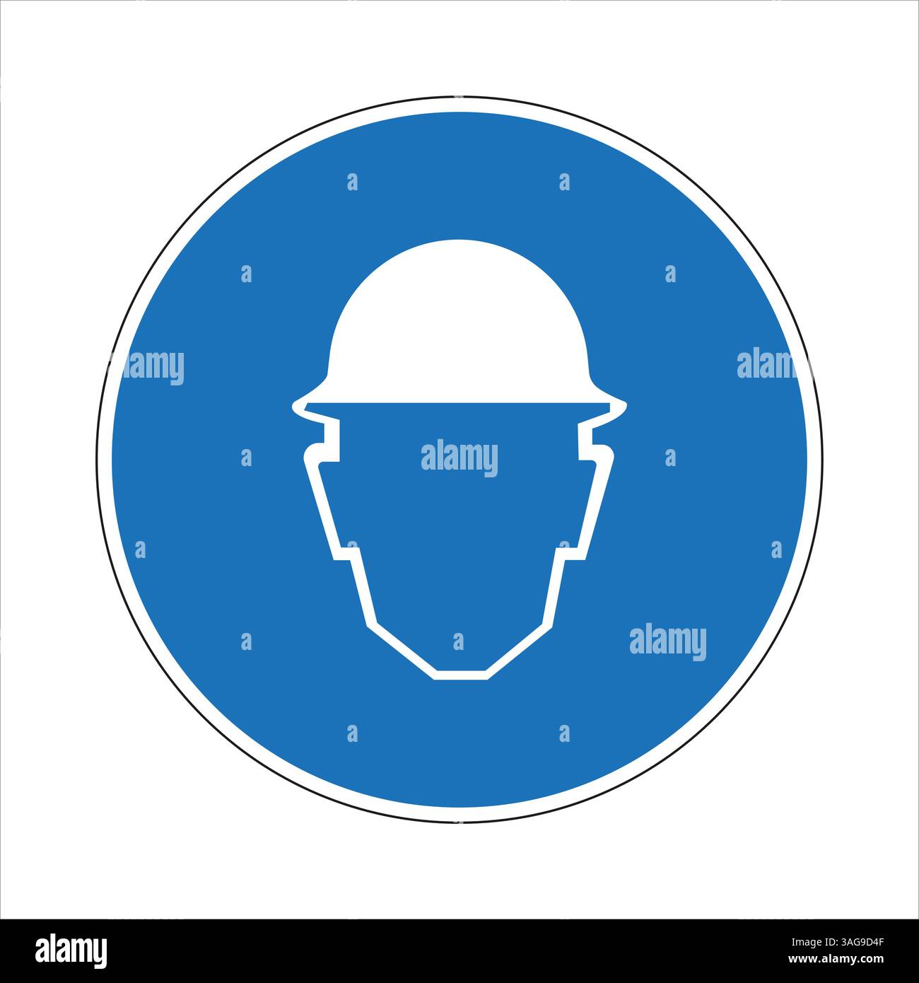 Blue and white mandatory sign indicating the requirement of wearing a ...