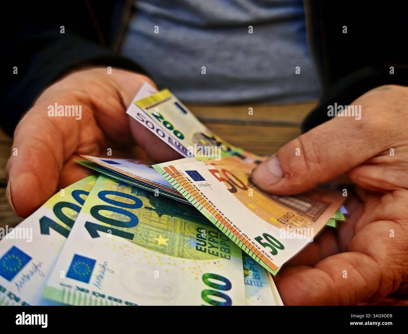 euro bank notes for cash transactions, paying in the european union ...