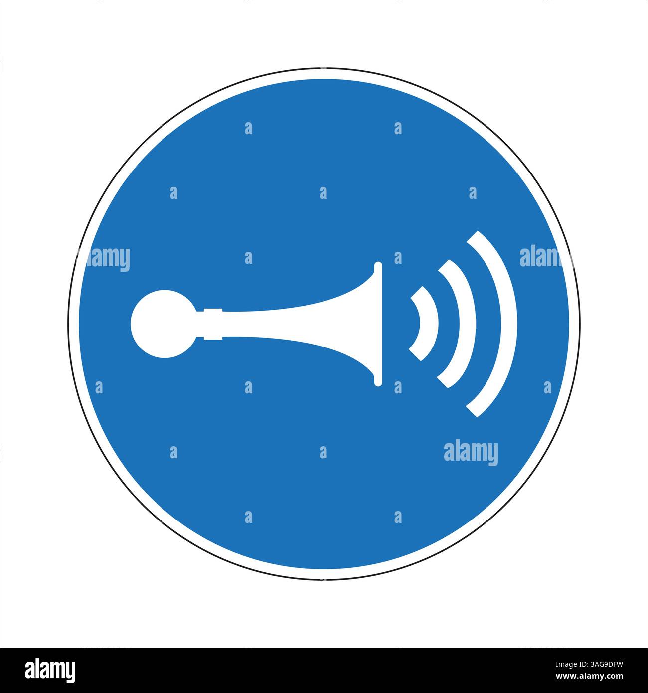 Mandatory road sign indicating the obligation to use the vehicle horn ...