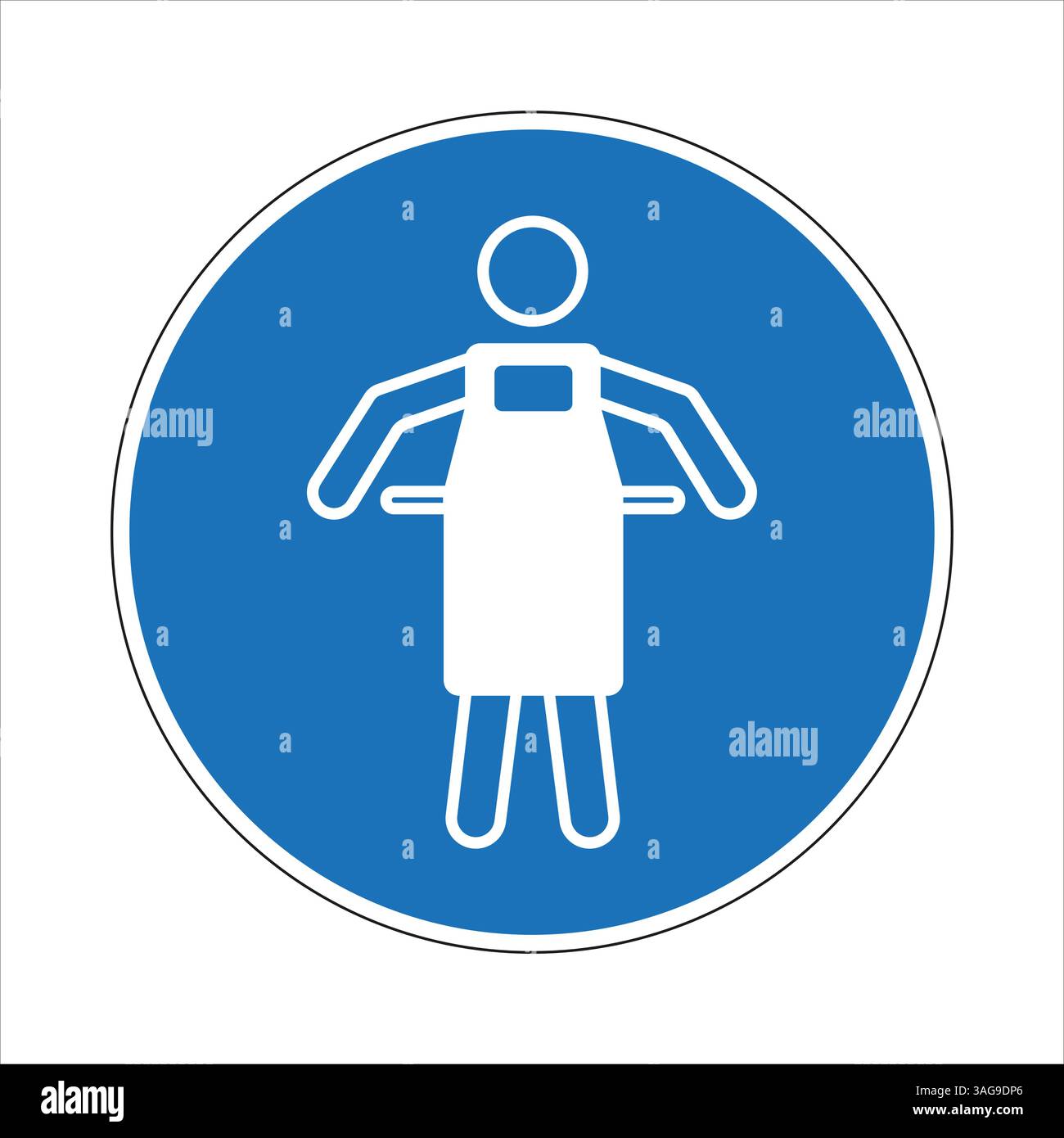 Blue mandatory sign indicating the requirement to wear a protective ...