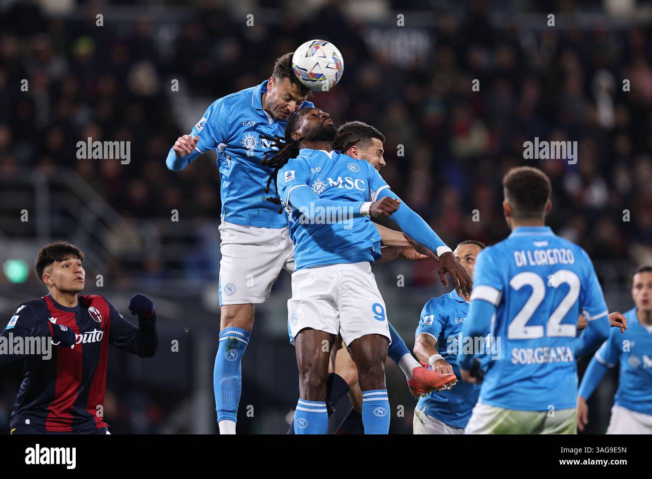 Amir Rrahmani (Napoli)Andre Zambo Anguissa (Napoli)Remo Freuler (Bologna) ;during the Italian ...