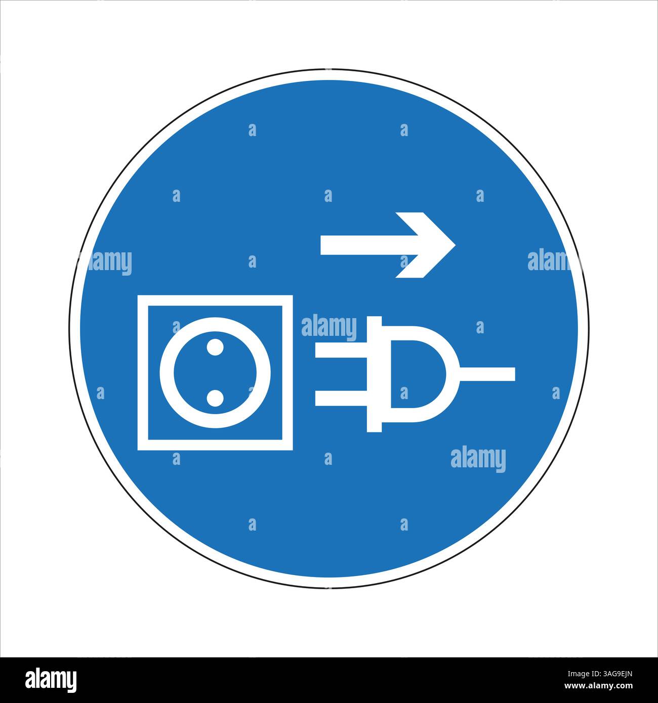 Blue and white mandatory sign indicating the location of an electrical ...