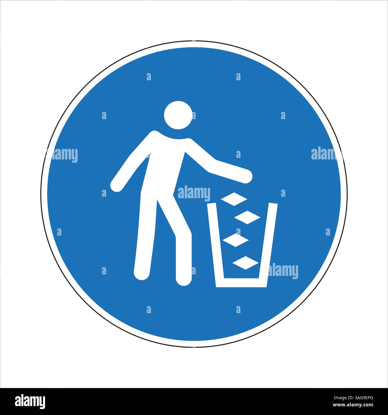 Mandatory sign indicating the correct disposal of waste in appropriate ...