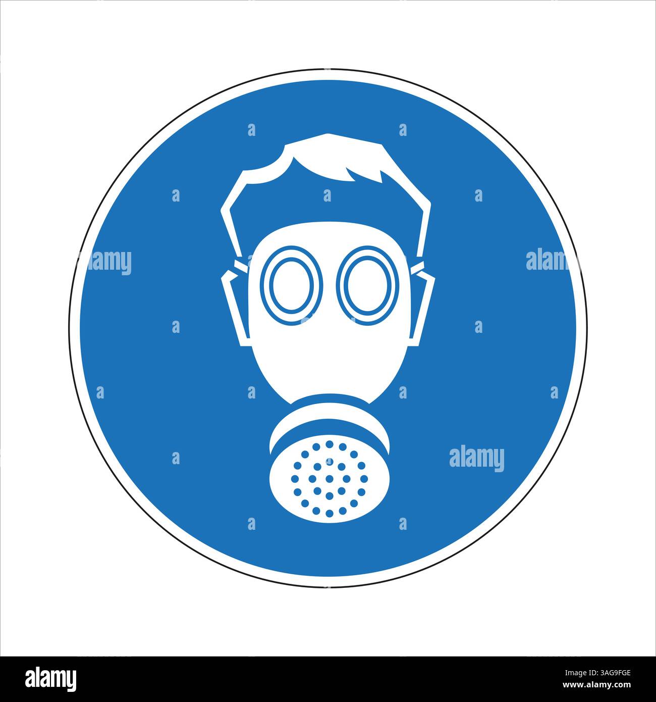 Blue mandatory sign indicating the required use of respiratory ...