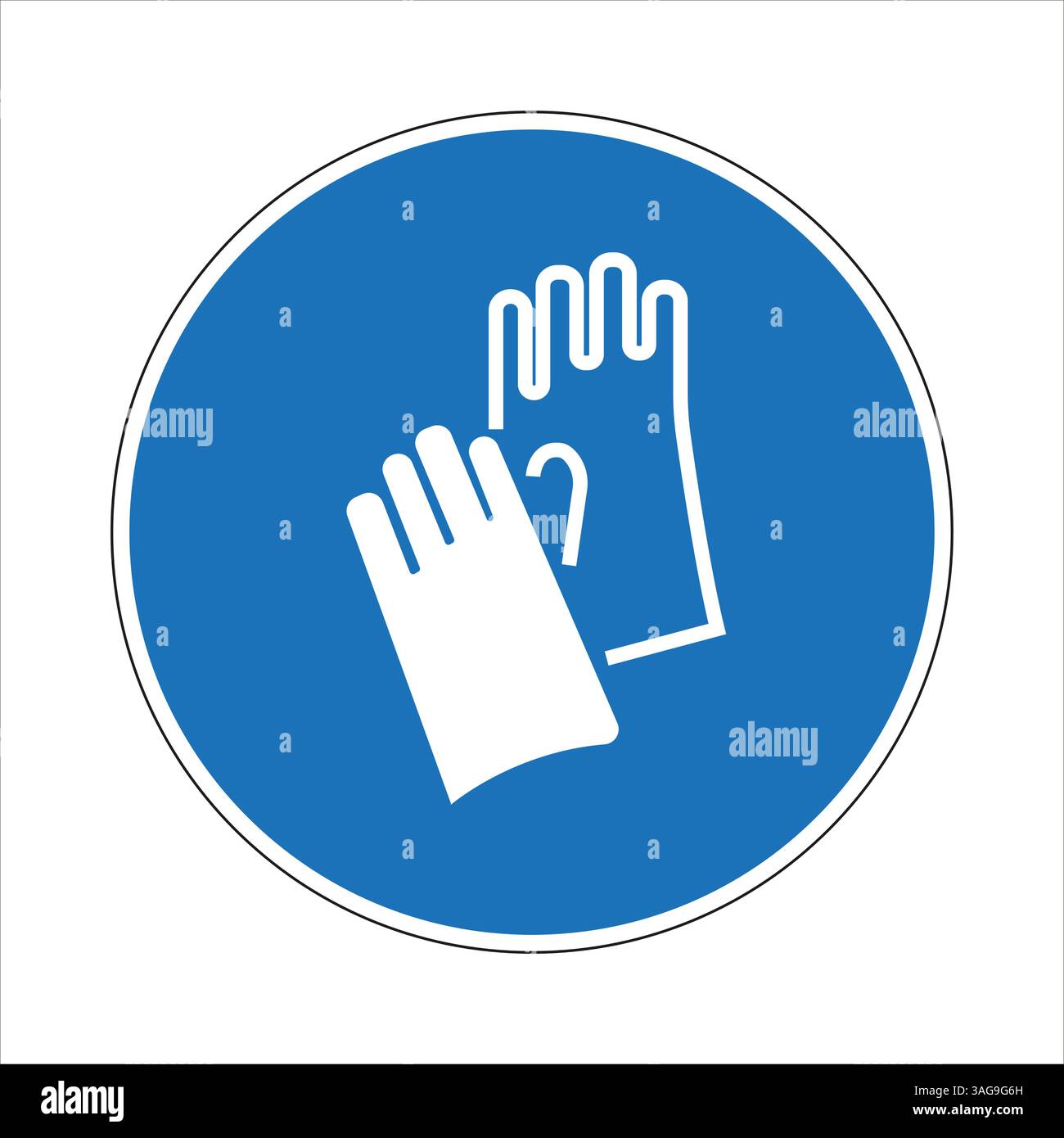 Mandatory sign of hand protection, using protective gloves, safety and ...