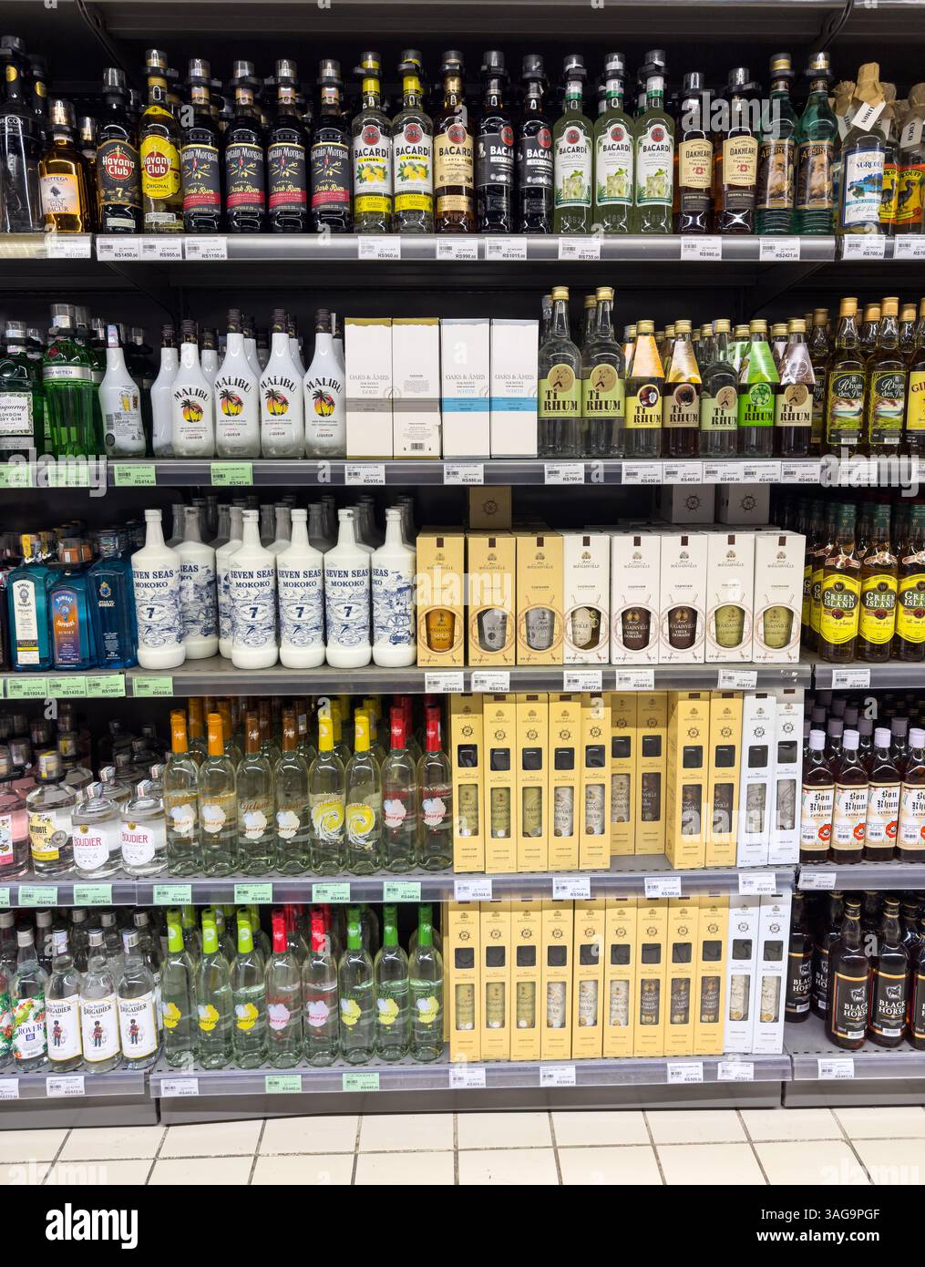 Grand Bay, Mauritius - January 29, 2025: Wide Variety of Rum, Gin ...