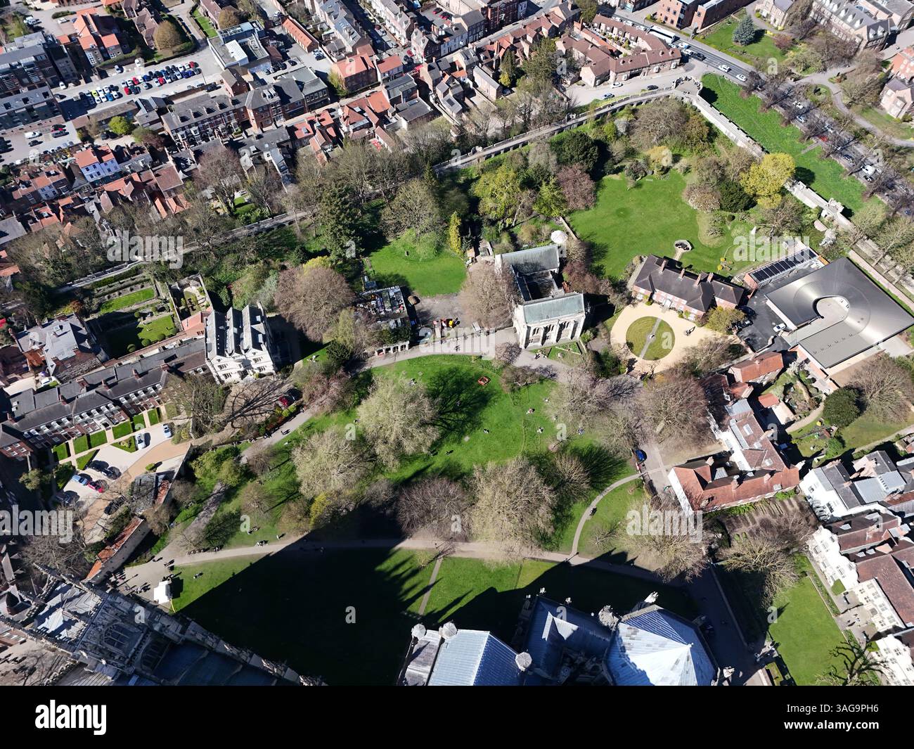 Aerial view of York Minster Library. Historic archive collection, York ...