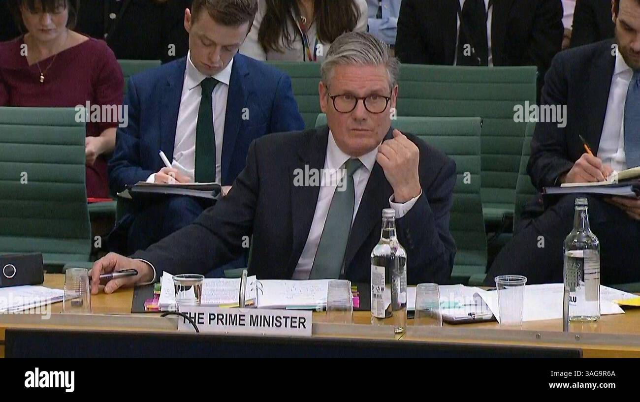 Screen grab of Prime Minister Sir Keir Starmer appearing before the ...