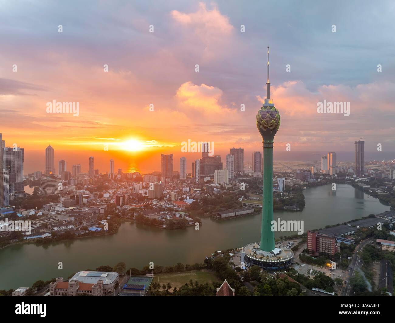 Panoramic photo about Colombo city with The Lotus Tower in Colombo, Sri ...