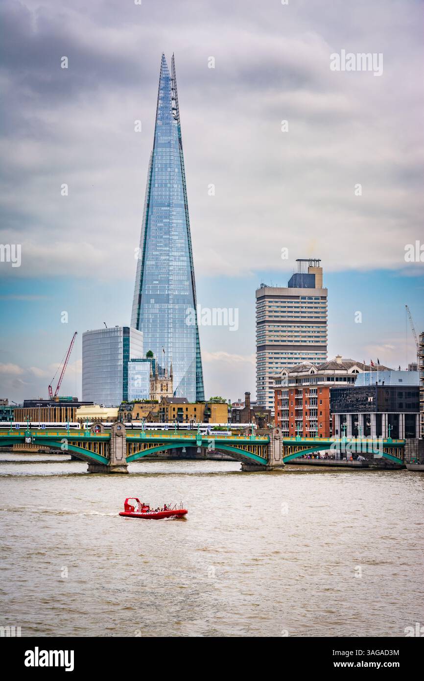 View of The Shard skyscraper and River Thames from London's Millennium ...