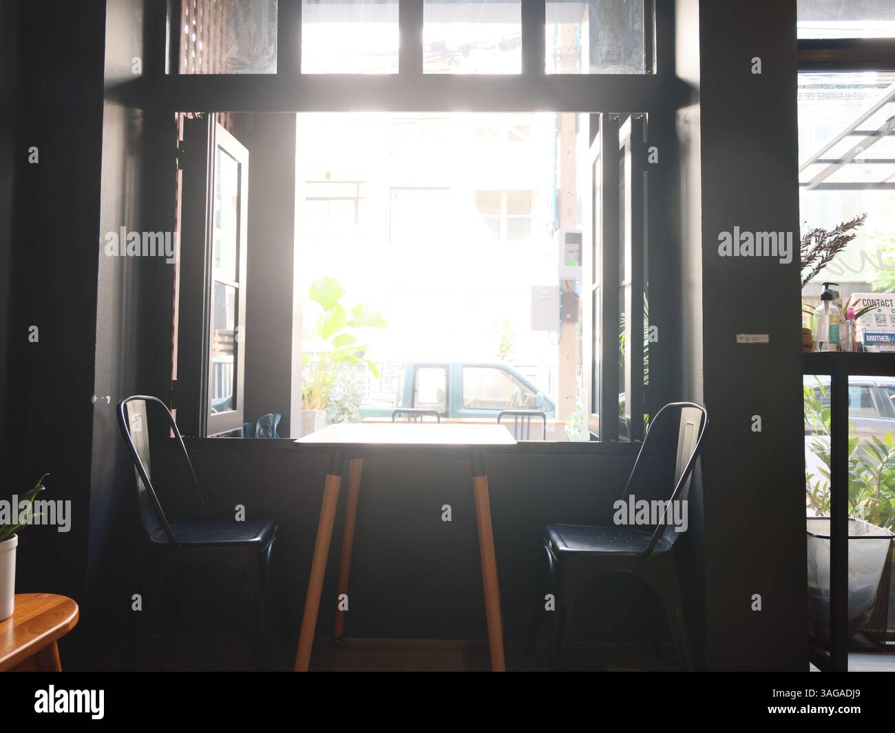 Cozy Caf Interior with Natural Light and Minimalist Design Stock Photo ...