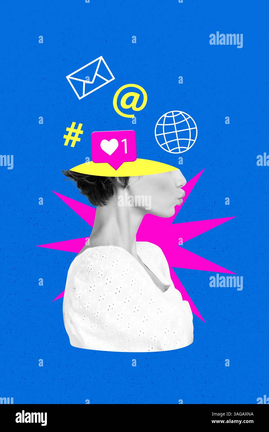 3D photo collage template trend artwork composite of portrait half head ...