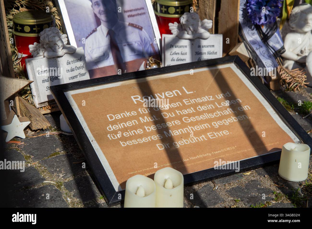 Commemoration of police officer Rouven Laur, murdered in 2024, at the ...
