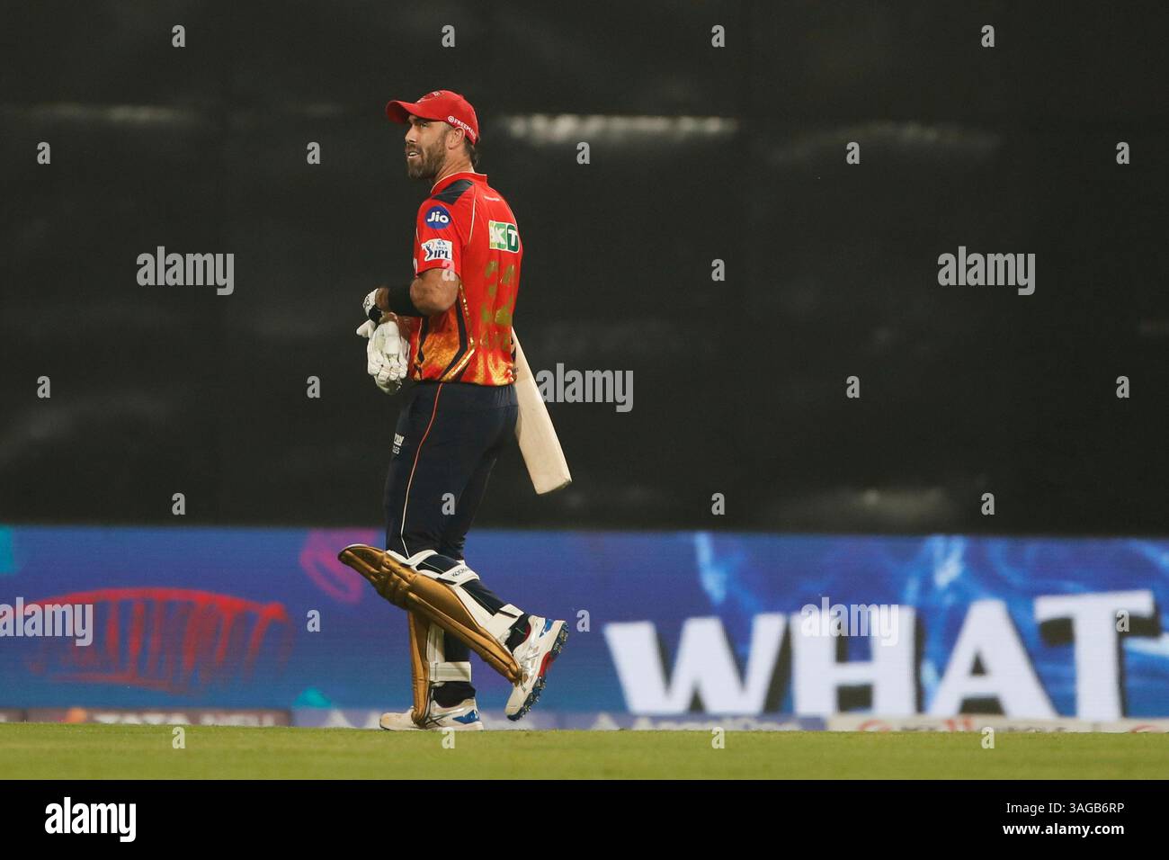 Punjab Kings' Glenn Maxwell walks off the field after losing his wicket ...