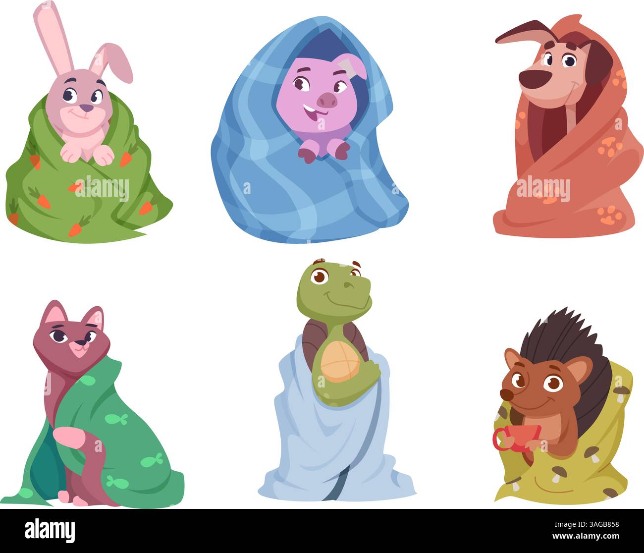 Animal in plaids. Funny cartoon wild animals sitting in home in ...