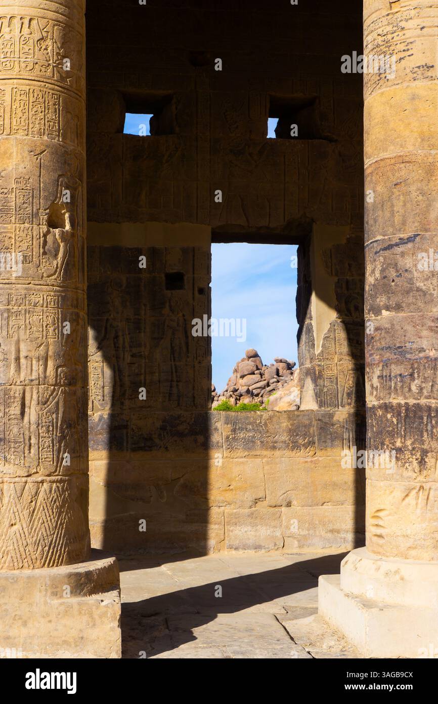 Columns of the Temple of Isis with Hieroglyphics at Philae Temple ...