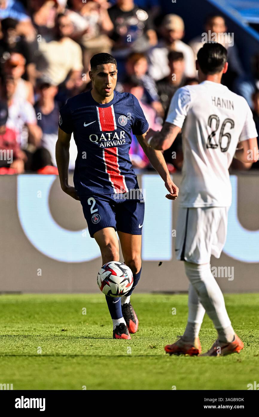 PARIS, FRANCE - APRIL 6: Achraf Hakimi of Paris Saint Germain in action ...