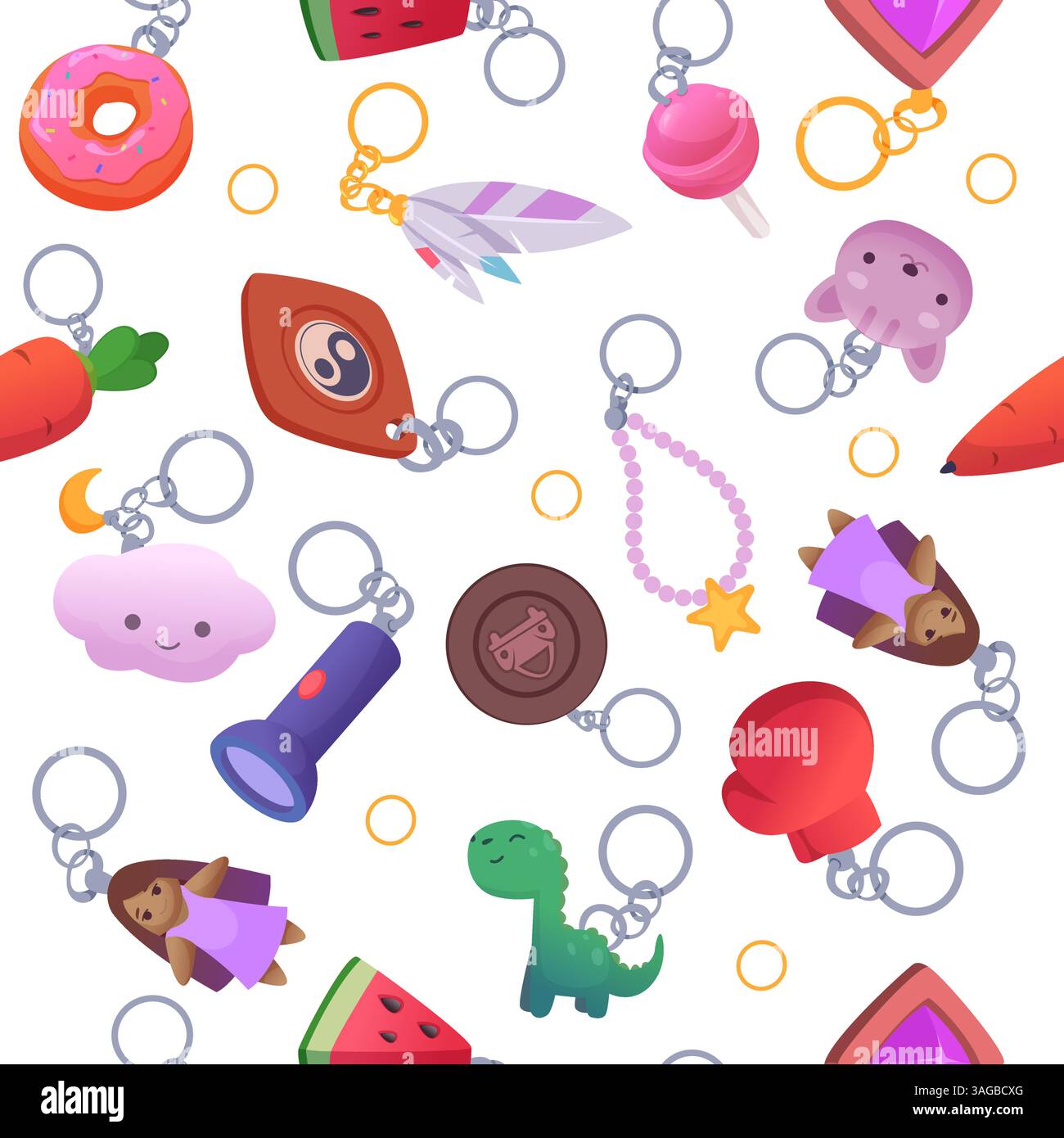 Trinket pattern. seamless background with pictures of key trinkets ...