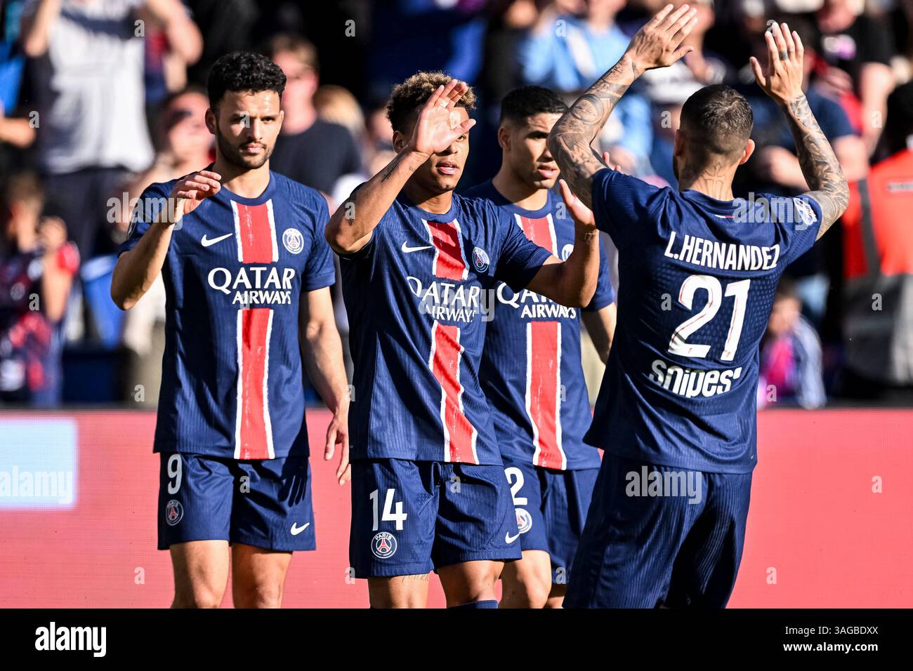 PARIS, FRANCE - APRIL 6: Desire Doue of Paris Saint Germain C ...