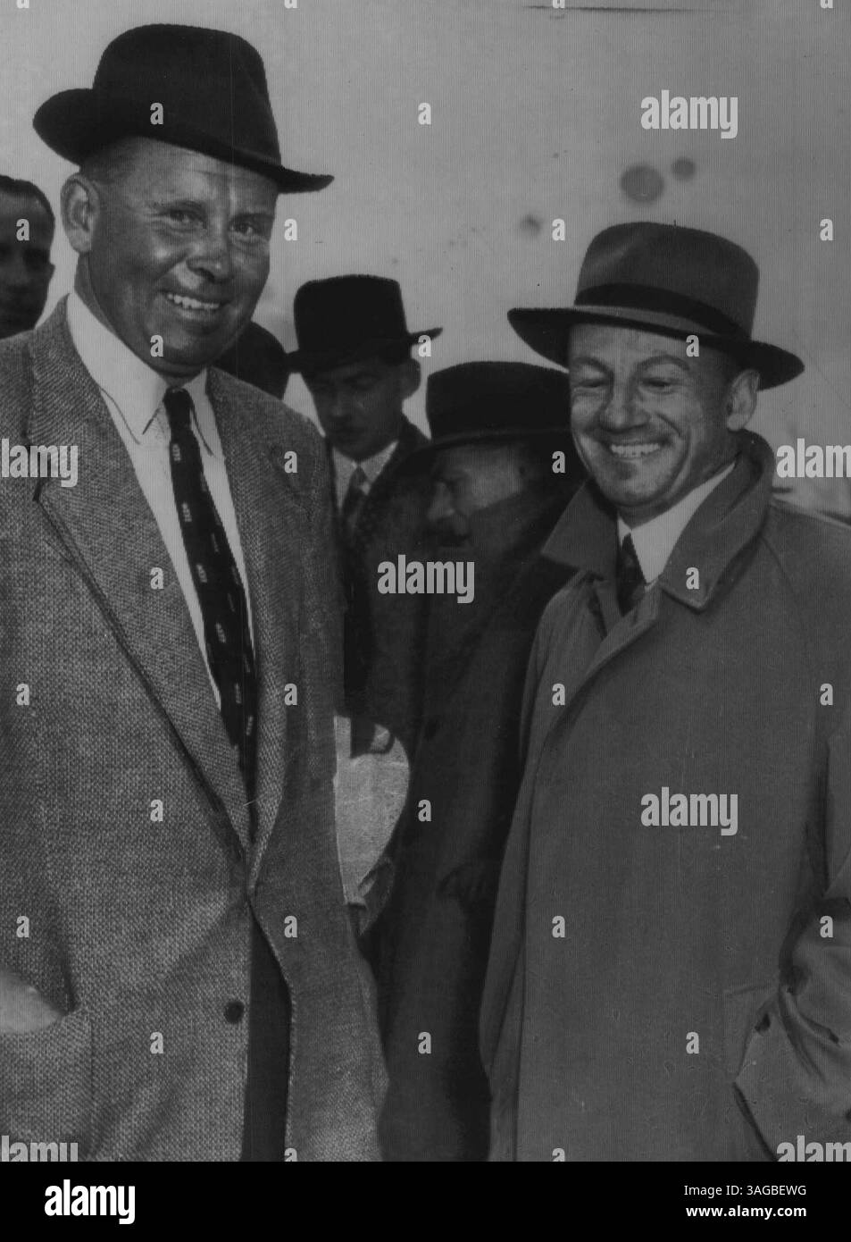 Sir Donald Bradman had a smiling greeting for England's cricket captain ...