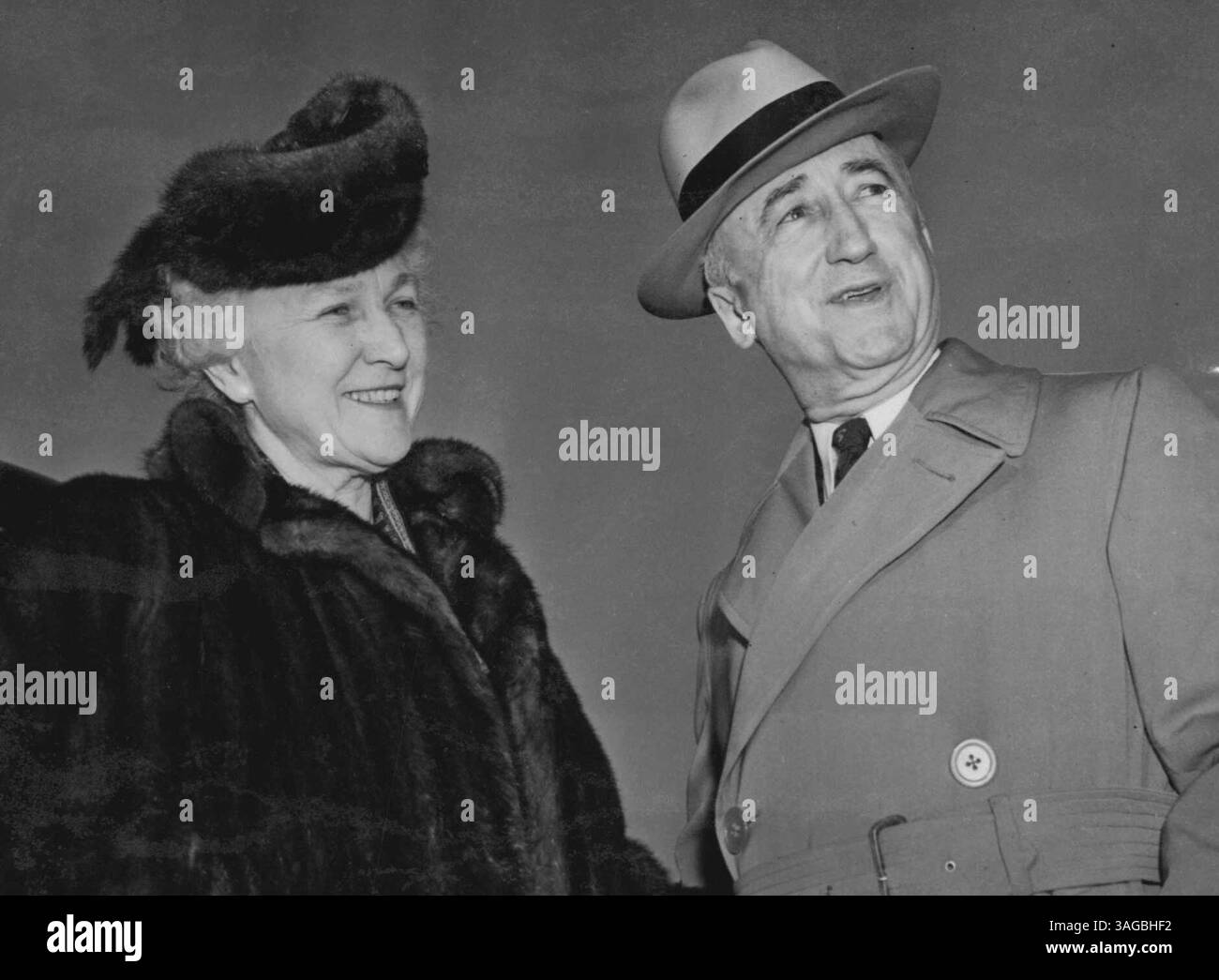 Secretary of State James F. and Mrs. Byrnes chat together just before ...